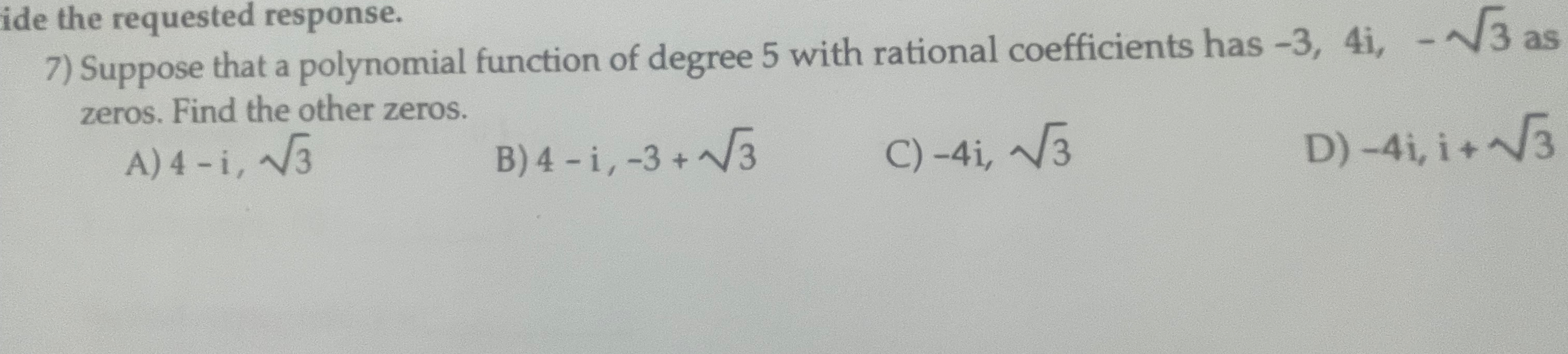 Solved Suppose that a polynomial function of degree 5 ﻿with | Chegg.com