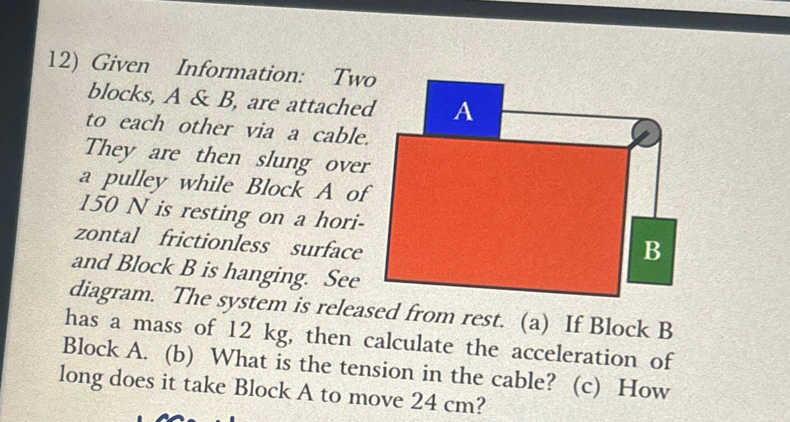 Solved Given Information: Two blocks, A&B, ﻿are attached to | Chegg.com