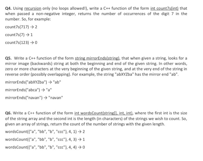 Solved Q4 Using Recursion Only No Loops Allowed Write A 2848