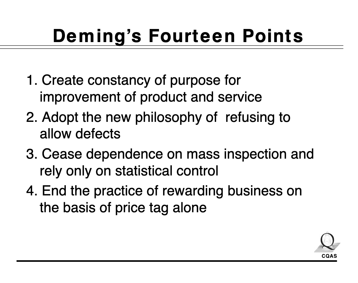 Solved Deming's Fourteen PointsCreate constancy of purpose | Chegg.com