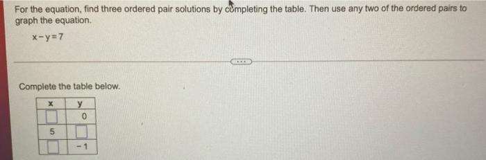 Solved For The Equation Find Three Ordered Pair Solutions
