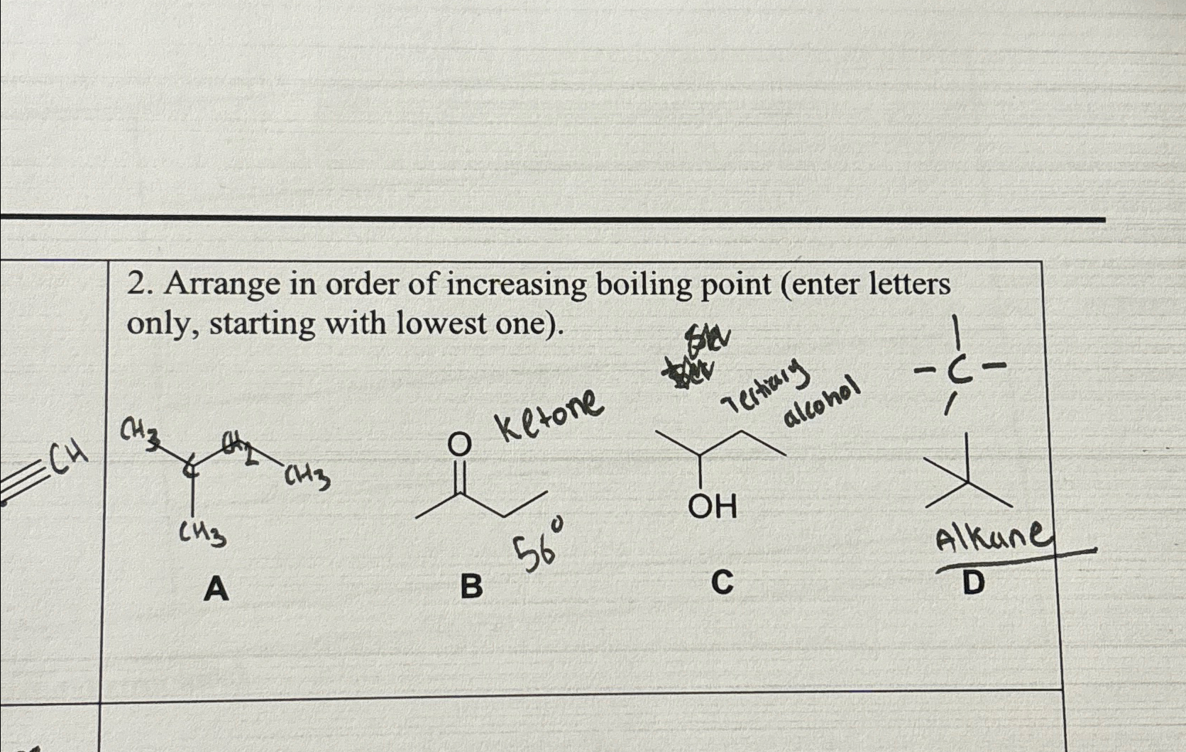 Solved Arrange in order of increasing boiling point (enter | Chegg.com