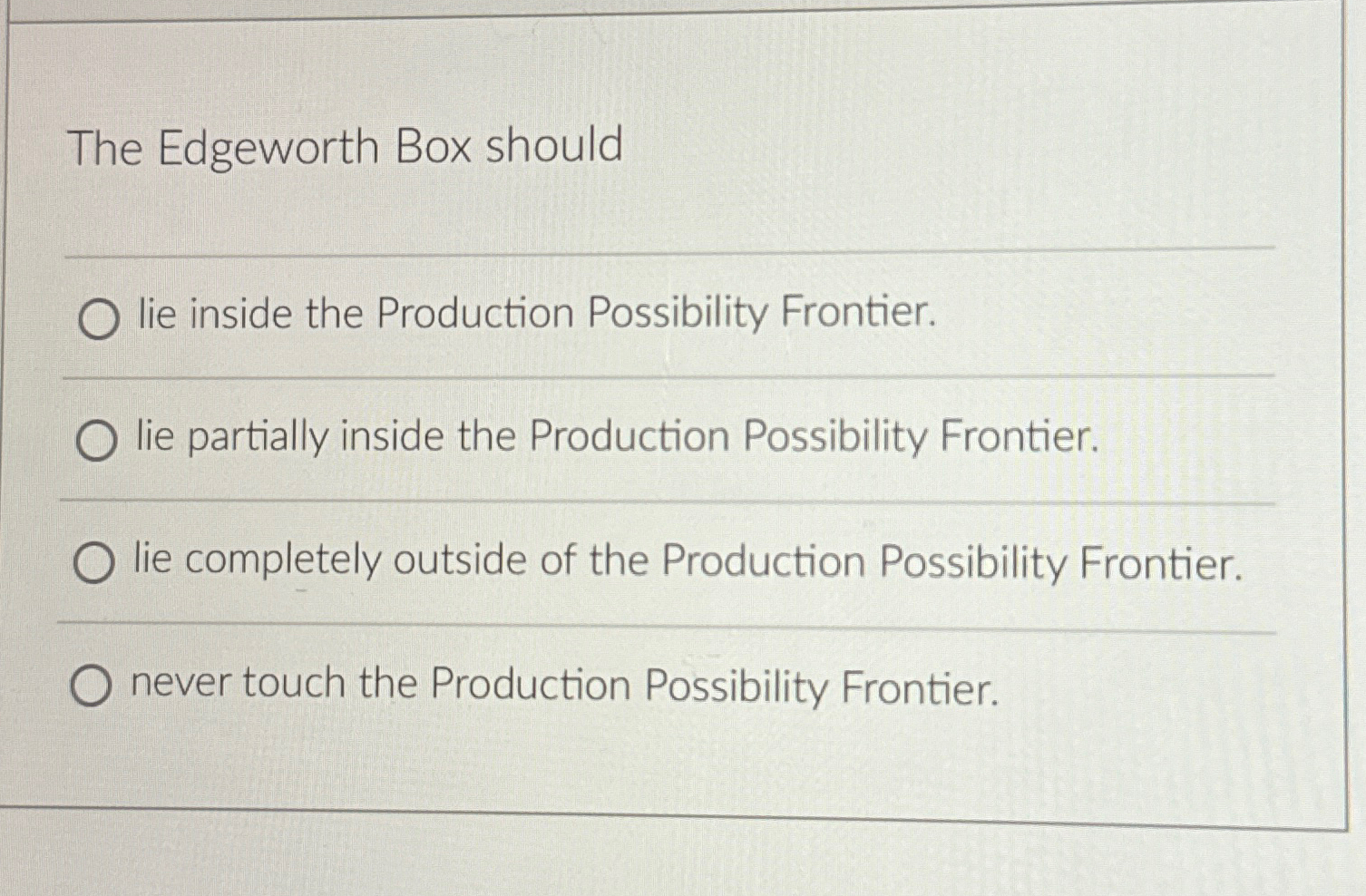 Solved The Edgeworth Box shouldlie inside the Production | Chegg.com