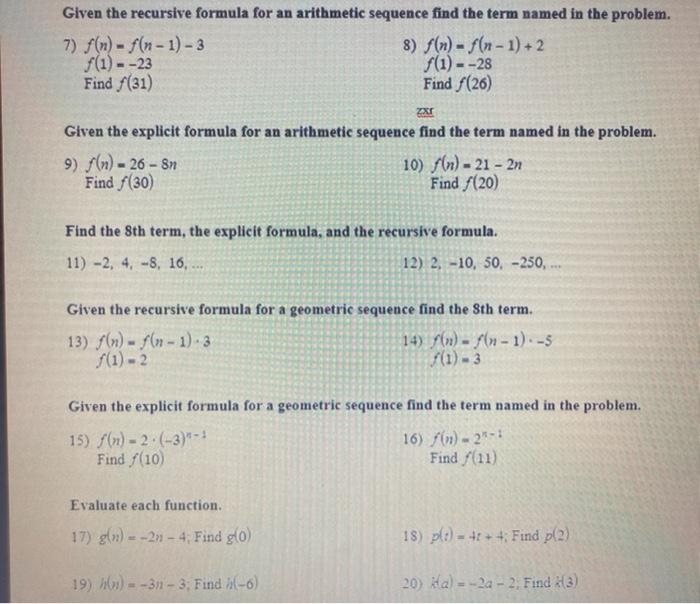 Solved Given the recursive formula for an arithmetic | Chegg.com