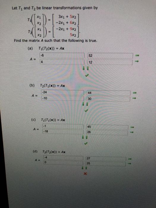 Solved Let T. and T2 be linear transformations given by 3x1 | Chegg.com