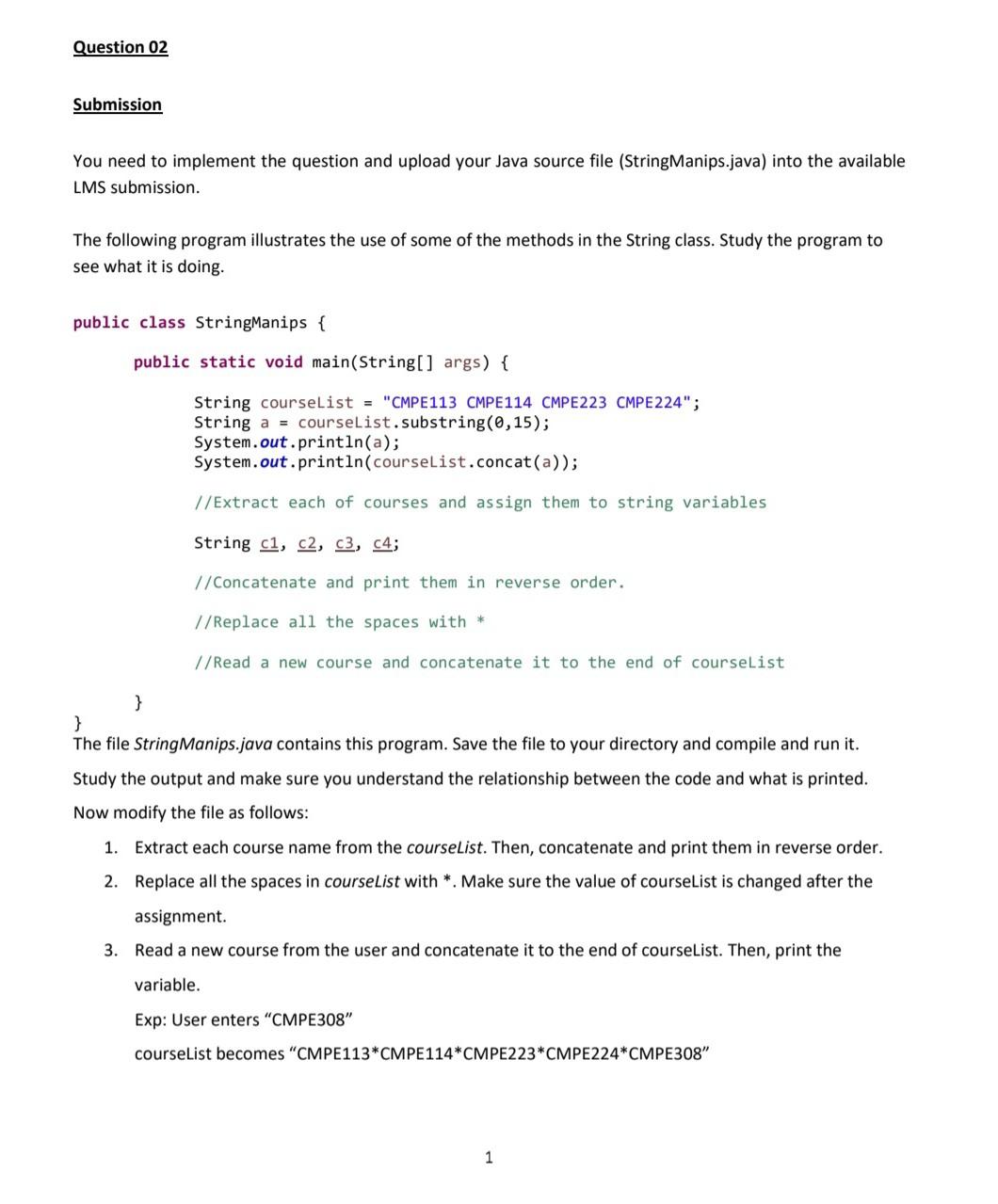 Solved Question 02 Submission You need to implement the | Chegg.com