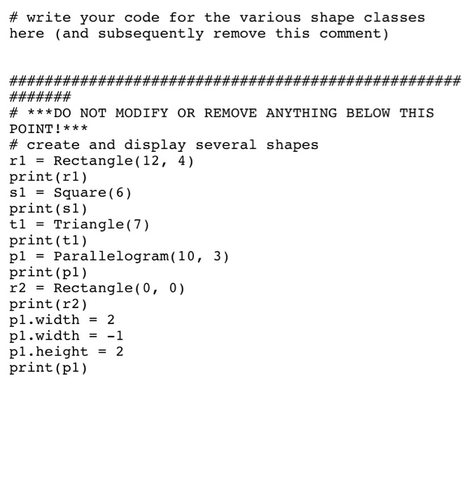 Solved extend the shapes example in a recent lesson (i.e., | Chegg.com