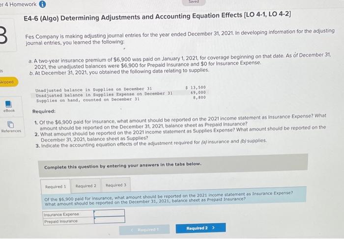 Solved =4-6 (Algo) Determining Adjustments and Accounting | Chegg.com