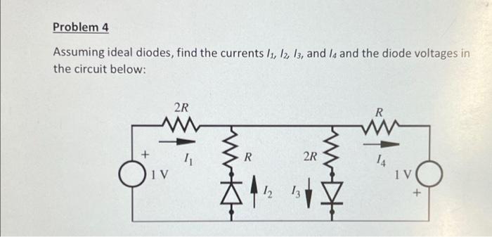 Solved Problem 4 Assuming ideal diodes, find the currents | Chegg.com