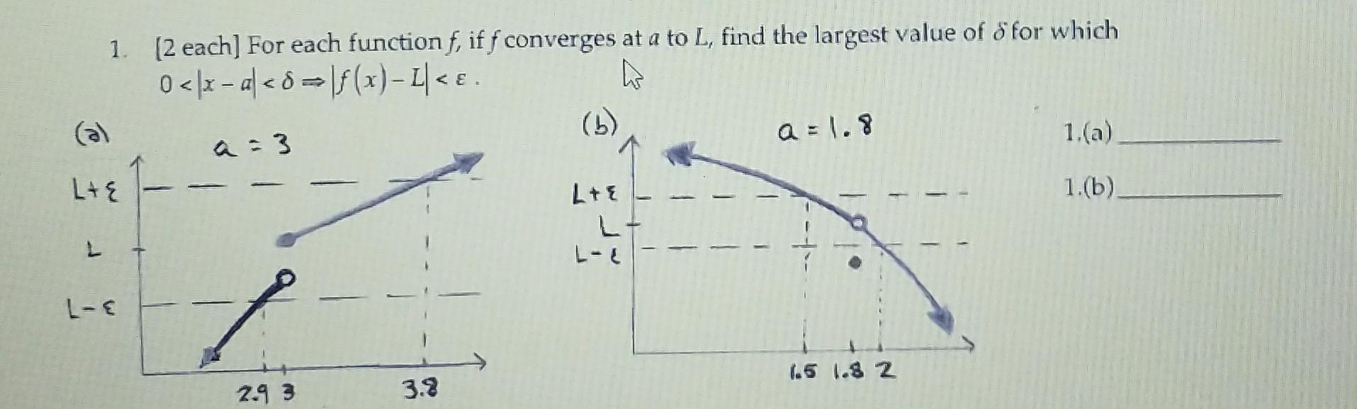 Solved 1. (2 each) For each function f, if f converges at a | Chegg.com