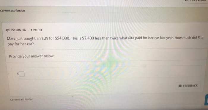 Solved Content attribution QUESTION 16.1 POINT Marc just | Chegg.com
