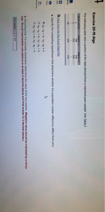 Solved Exercise 20-15 Algo The following table lists a | Chegg.com