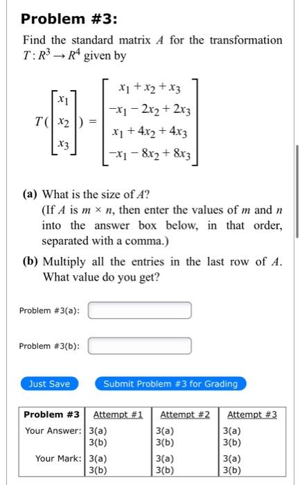 Solved Find the standard matrix A for the transformation | Chegg.com