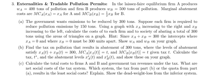 3. Externalities & Tradable Pollution Permits: In the | Chegg.com