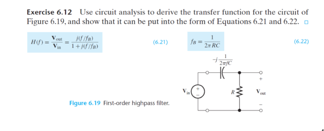 Solved Exercise 6.12 ﻿Use circuit analysis to derive the | Chegg.com