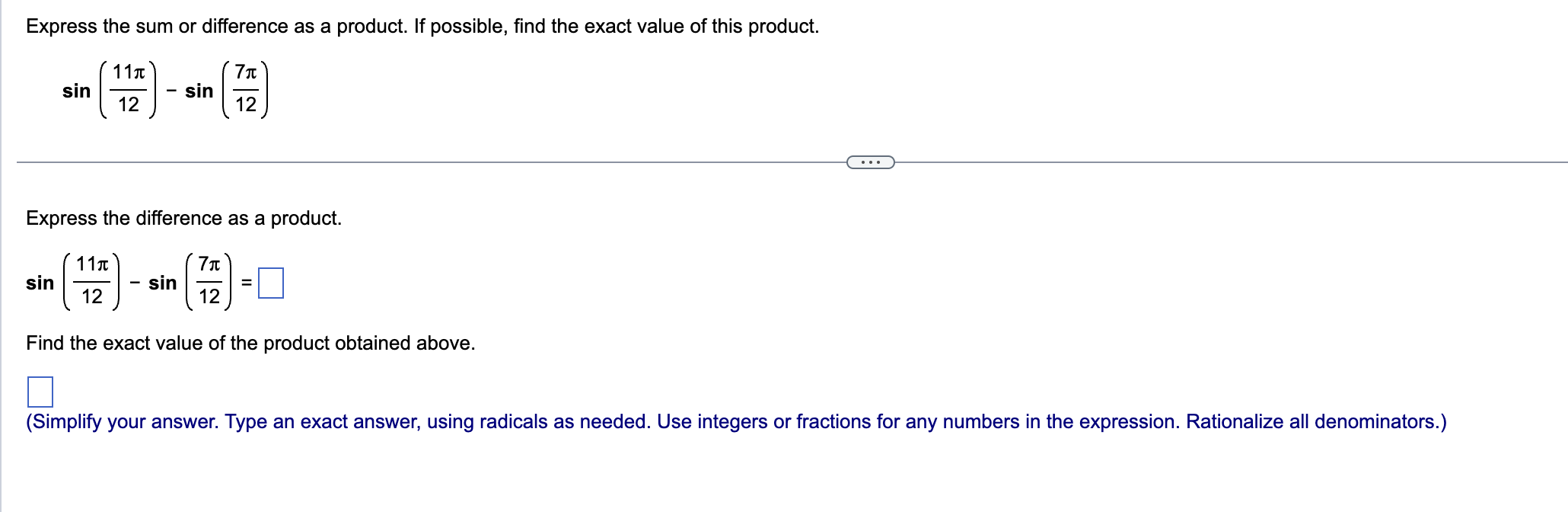 Solved Express the sum or difference as a product. If | Chegg.com