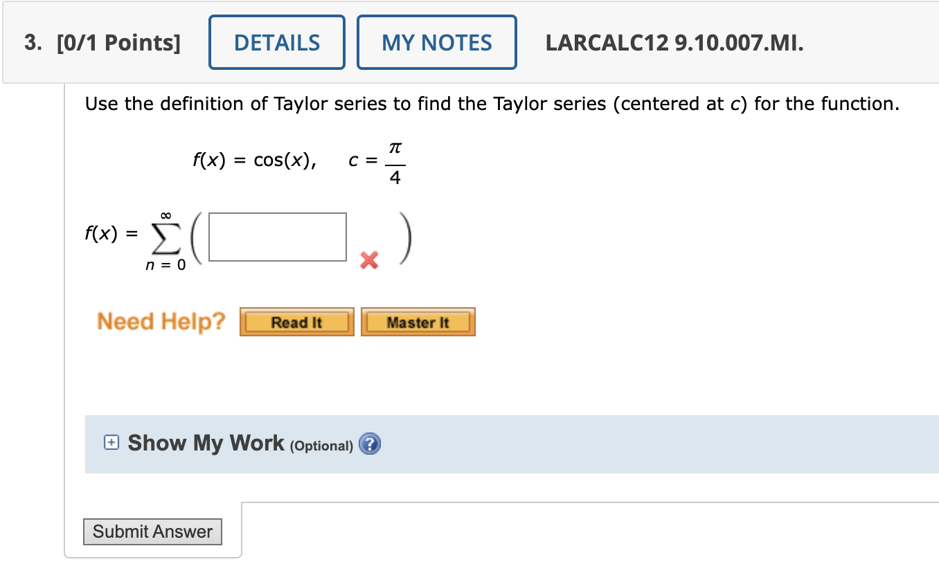 Solved Use the definition of Taylor series to find the | Chegg.com