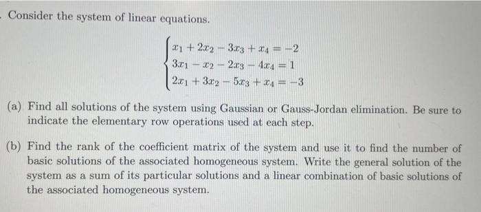 Solved Consider the system of linear equations. | Chegg.com