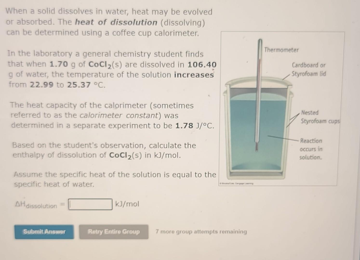 Solved When a solid dissolves in water, heat may be evolved | Chegg.com