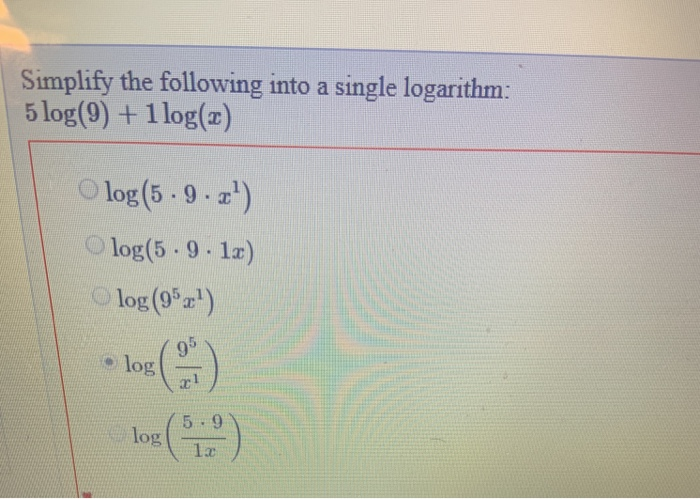 Solved Simplify the following into a single logarithm: 5 | Chegg.com