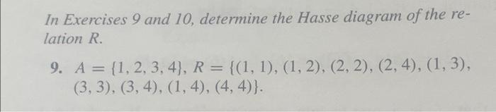 Solved In Exercises 9 and 10, determine the Hasse diagram of | Chegg.com