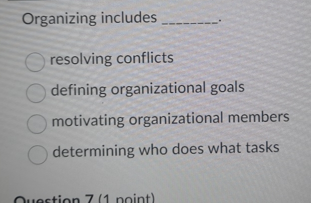 Solved Organizing includesresolving conflictsdefining | Chegg.com