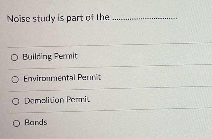 Solved Noise study is part of the Building Permit | Chegg.com