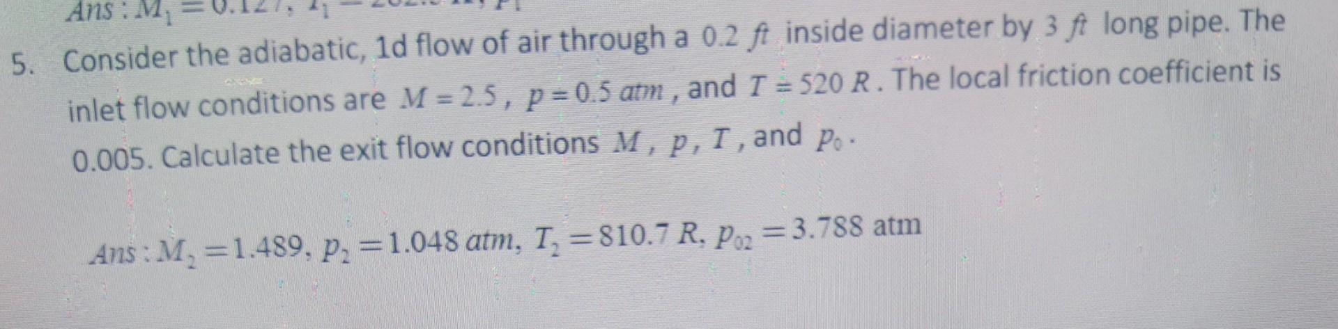 Solved 5. Consider the adiabatic, 1 d flow of air through a | Chegg.com
