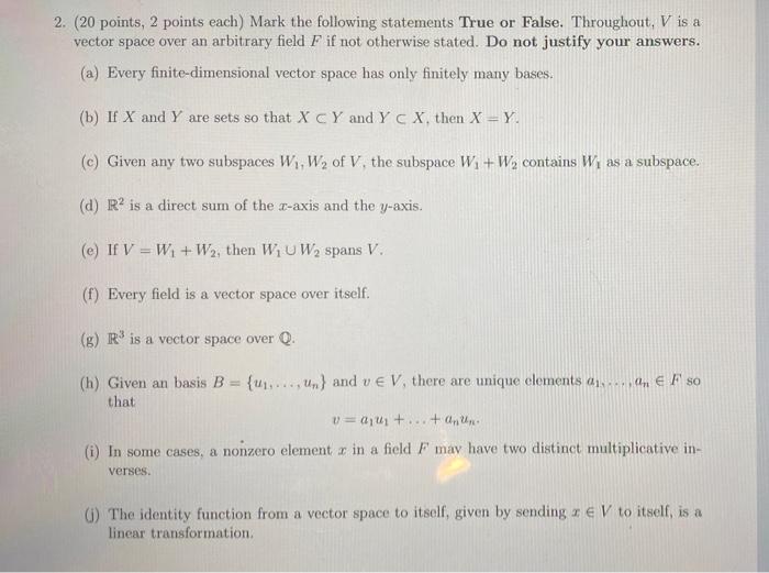 Solved 4. (20 points) Let V be the vector space of n x n | Chegg.com Solved 4. (20 points) Let V be the vector space of n x n | Chegg.com
