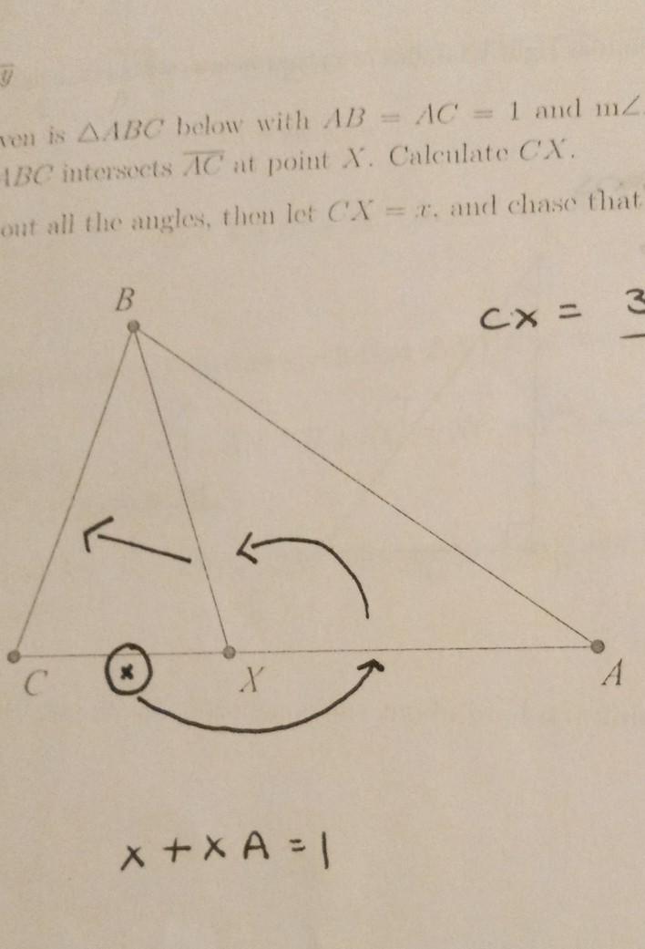 Solved 2. (10 pts) Given is AABC below with AB AC 1 and mZA | Chegg.com