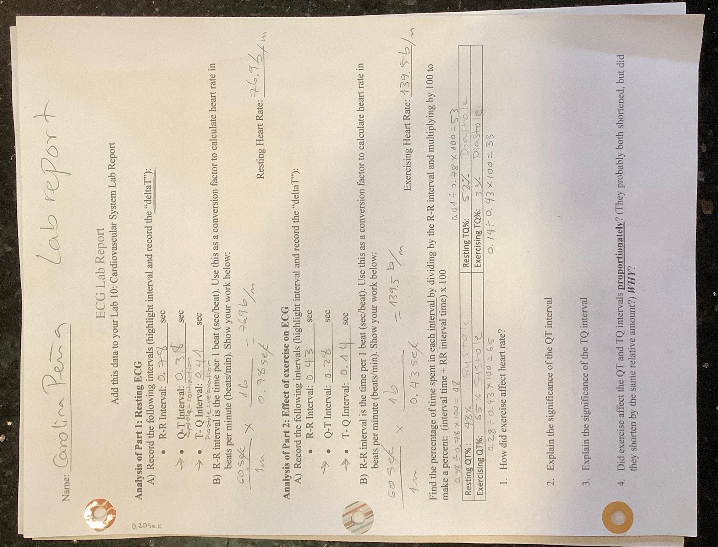 Solved Questions1 ﻿how Did Exercise Affect Heart Rate2