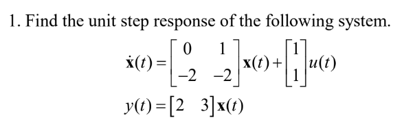 Solved Find the unit step response of the following | Chegg.com