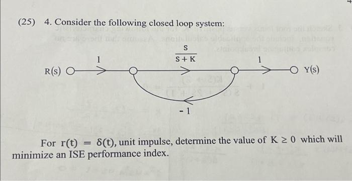 (25) 4. Consider the following closed loop system: | Chegg.com