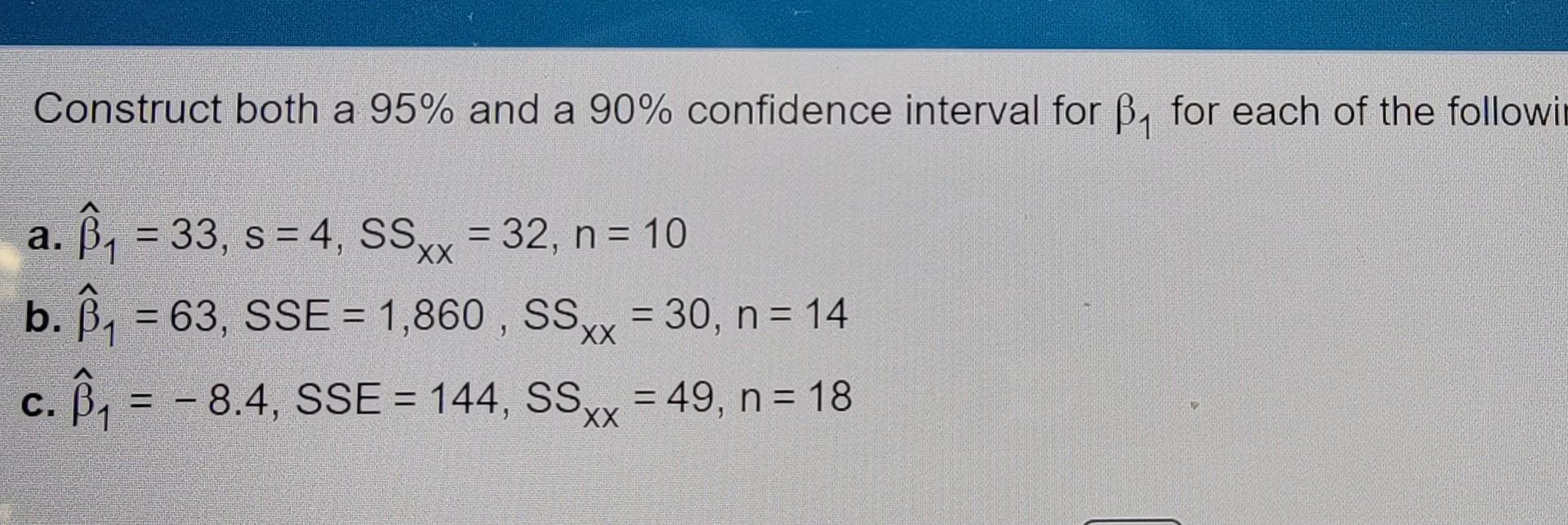 Solved Construct both a 95% and a 90% confidence interval | Chegg.com