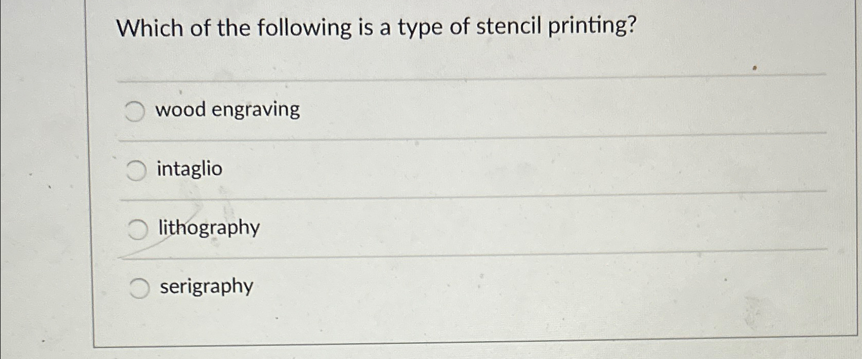 Solved Which of the following is a type of stencil | Chegg.com