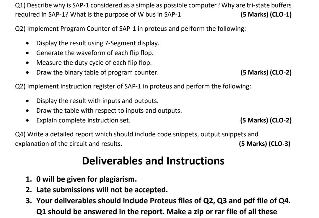 Solved Q1) Describe why is SAP-1 considered as a simple as | Chegg.com