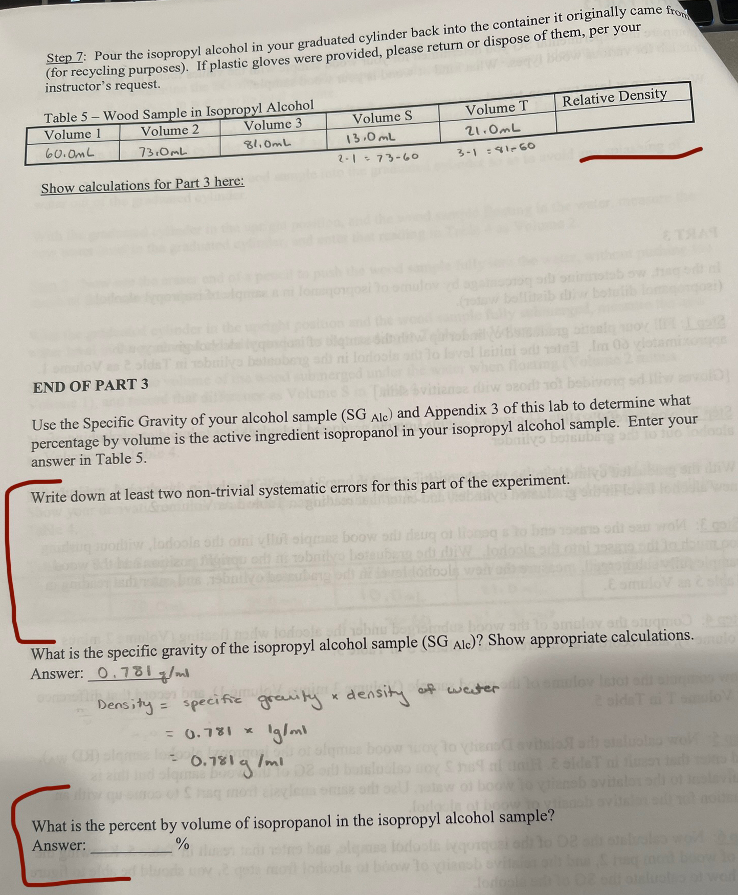 Step 7: Pour the isopropyl alcohol in your graduated | Chegg.com