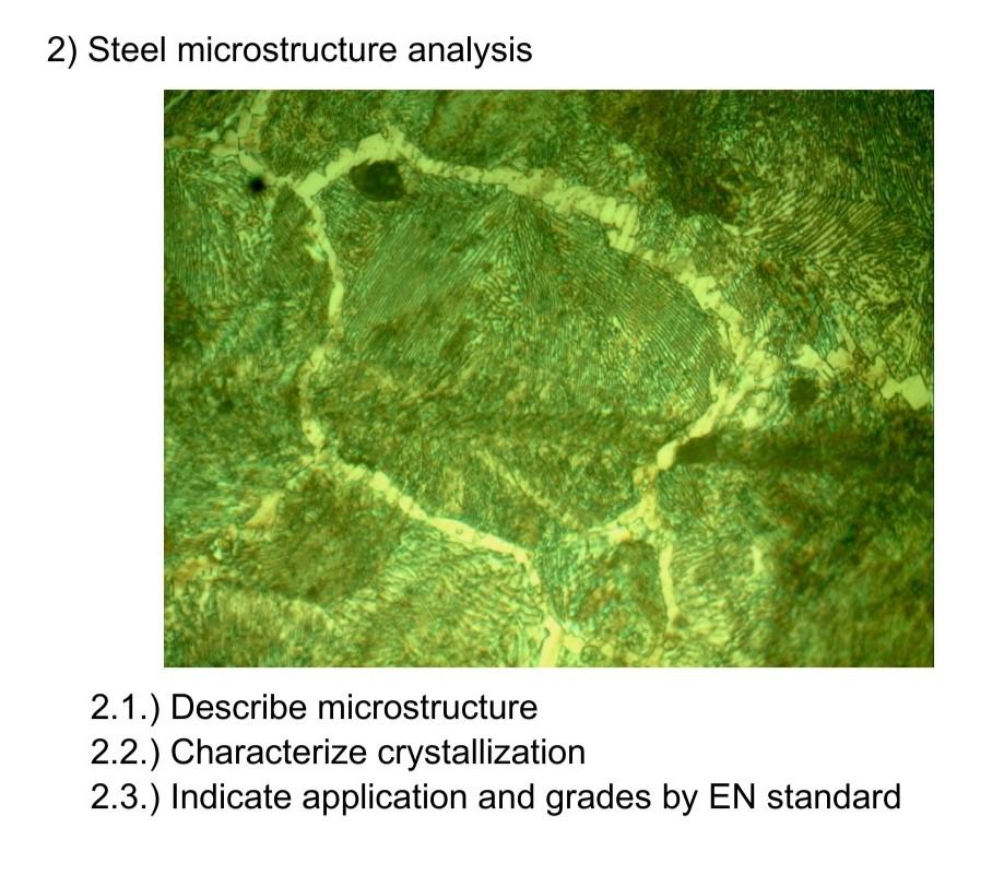 Solved 2) Steel microstructure analysis 2.1.) Describe | Chegg.com