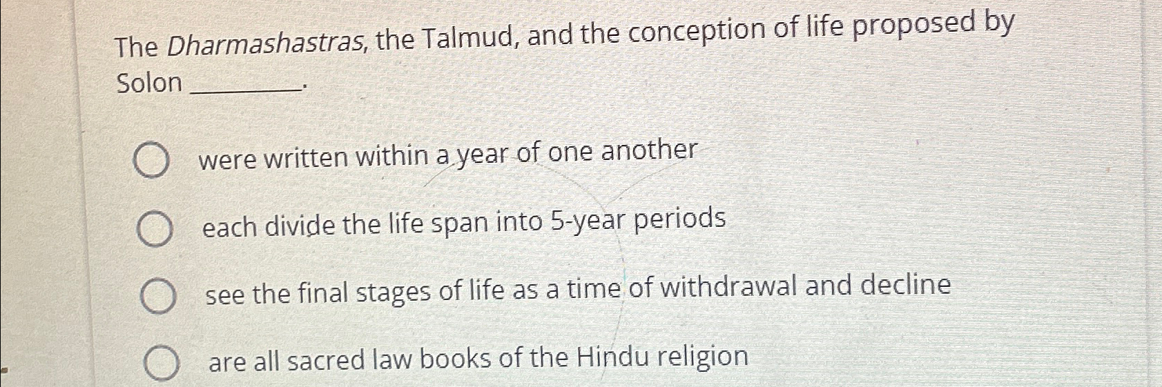 Solved The Dharmashastras, the Talmud, and the conception of | Chegg.com