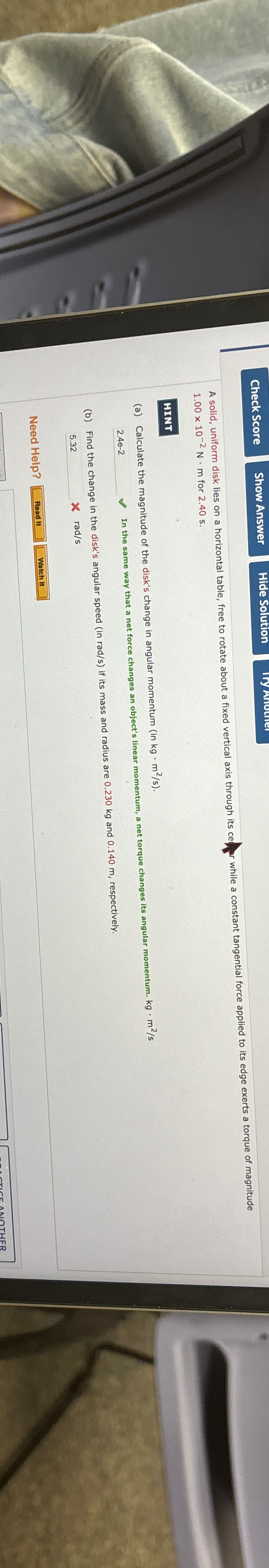 Solved A solid, uniform disk lies on a horizontal table, | Chegg.com