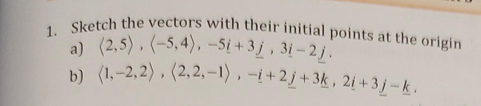 Solved Sketch the vectors with their initial points at the | Chegg.com