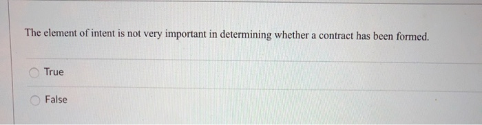 Solved The element of intent is not very important in | Chegg.com