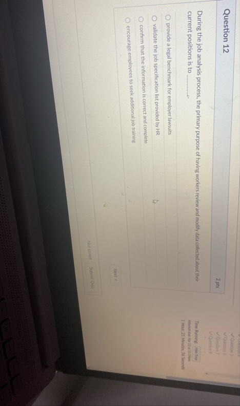 Solved Question 122 ﻿ptsDuring the job analysis process, the | Chegg.com