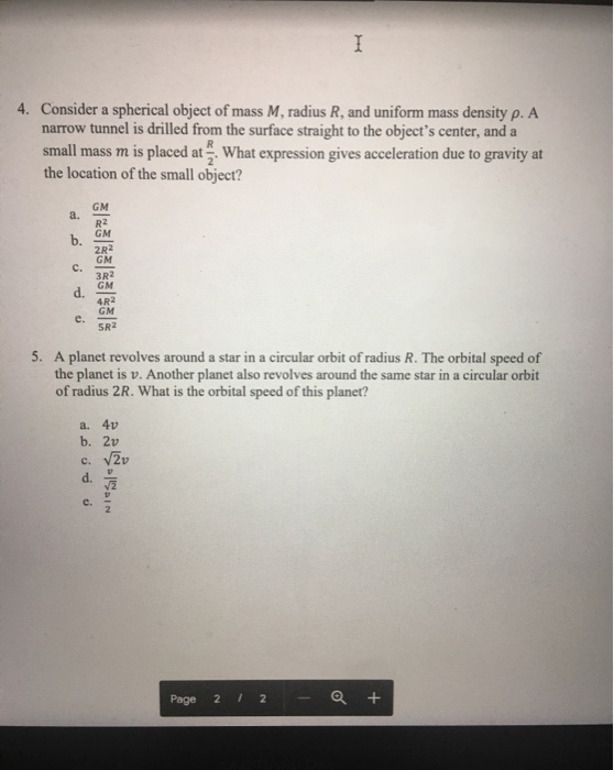 Solved Consider a spherical object of mass M, radius R, and | Chegg.com