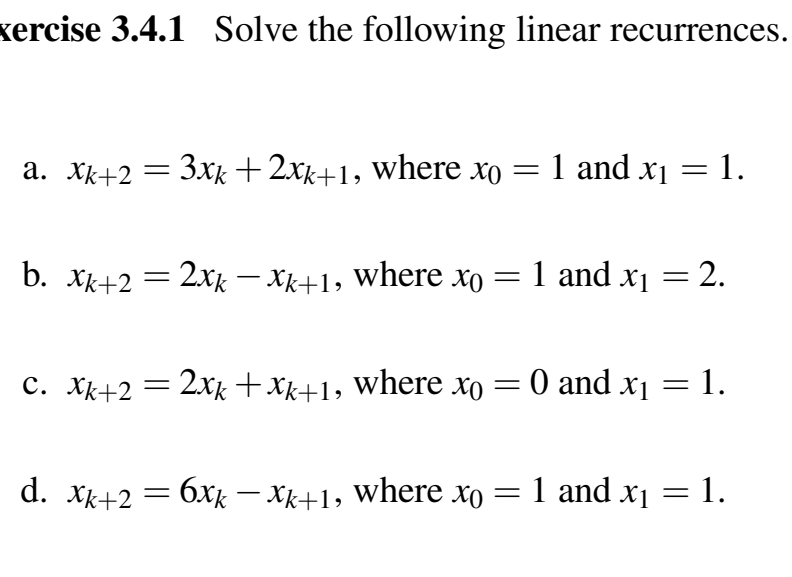 Exercise 3.4.1 ﻿Solve the following linear | Chegg.com