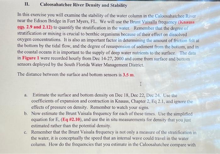 II. Caloosahatchee River Density and Stability In | Chegg.com