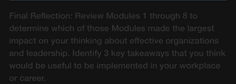 Solved Final Reflection: Review Modules 1 ﻿through 8 ﻿to | Chegg.com