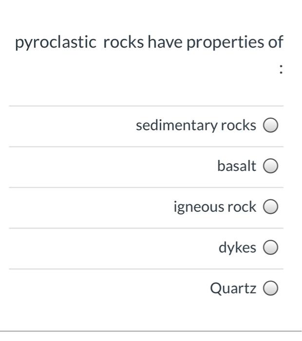 Solved pyroclastic rocks have properties of sedimentary | Chegg.com