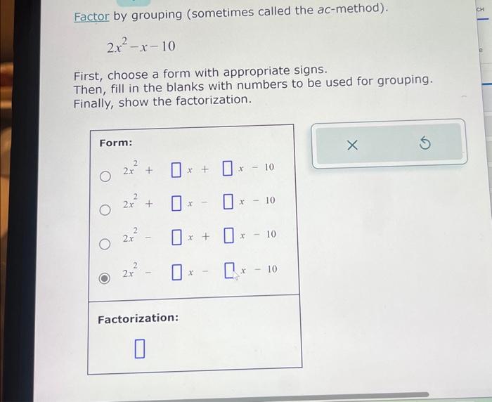 Solved Factor by grouping (sometimes called the ac-method). | Chegg.com