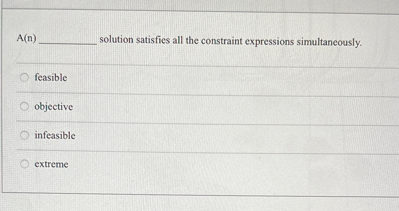 Solved A(n) ﻿solution satisfies all the constraint | Chegg.com
